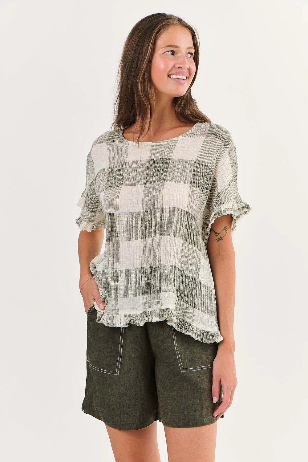 Naturals by O & J Linen Top in Khaki Terrazzo GA294 – Bacio Collection