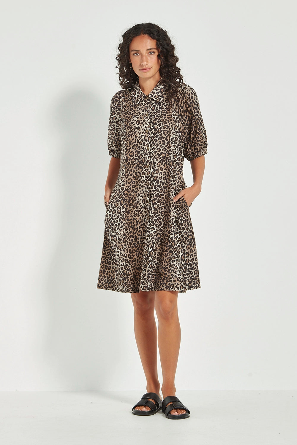 Verge Instinct Dress | Animal Print Shirt Dress | Bacio Collection