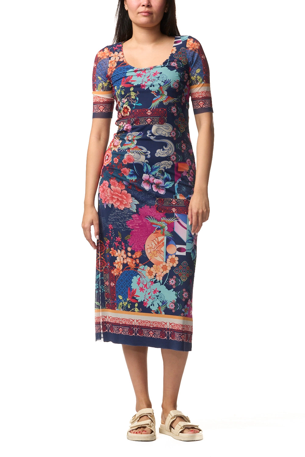 Johnny Was Maya Mesh Midi Dress | Bacio Collection